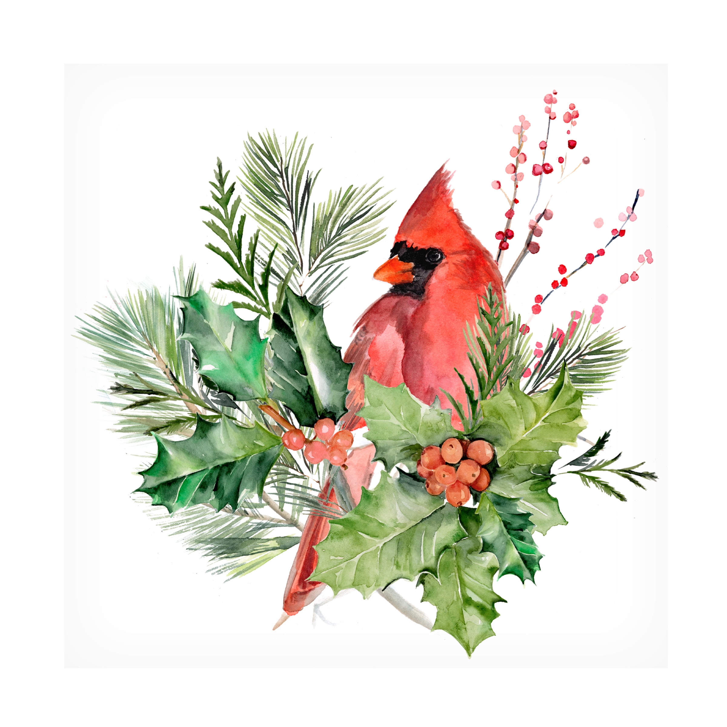 Jennifer Paxton Parker 'Cardinal Holly Christmas I' Canvas Art ...