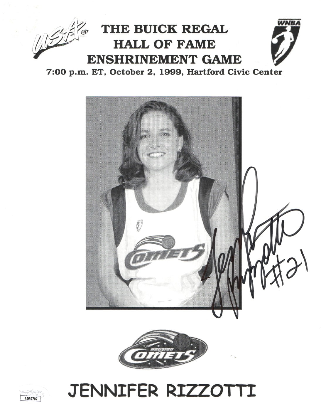 Jennifer Rizzotti Signed Autograph 8.5X11 Photo WNPA Houston Comets JSA ...