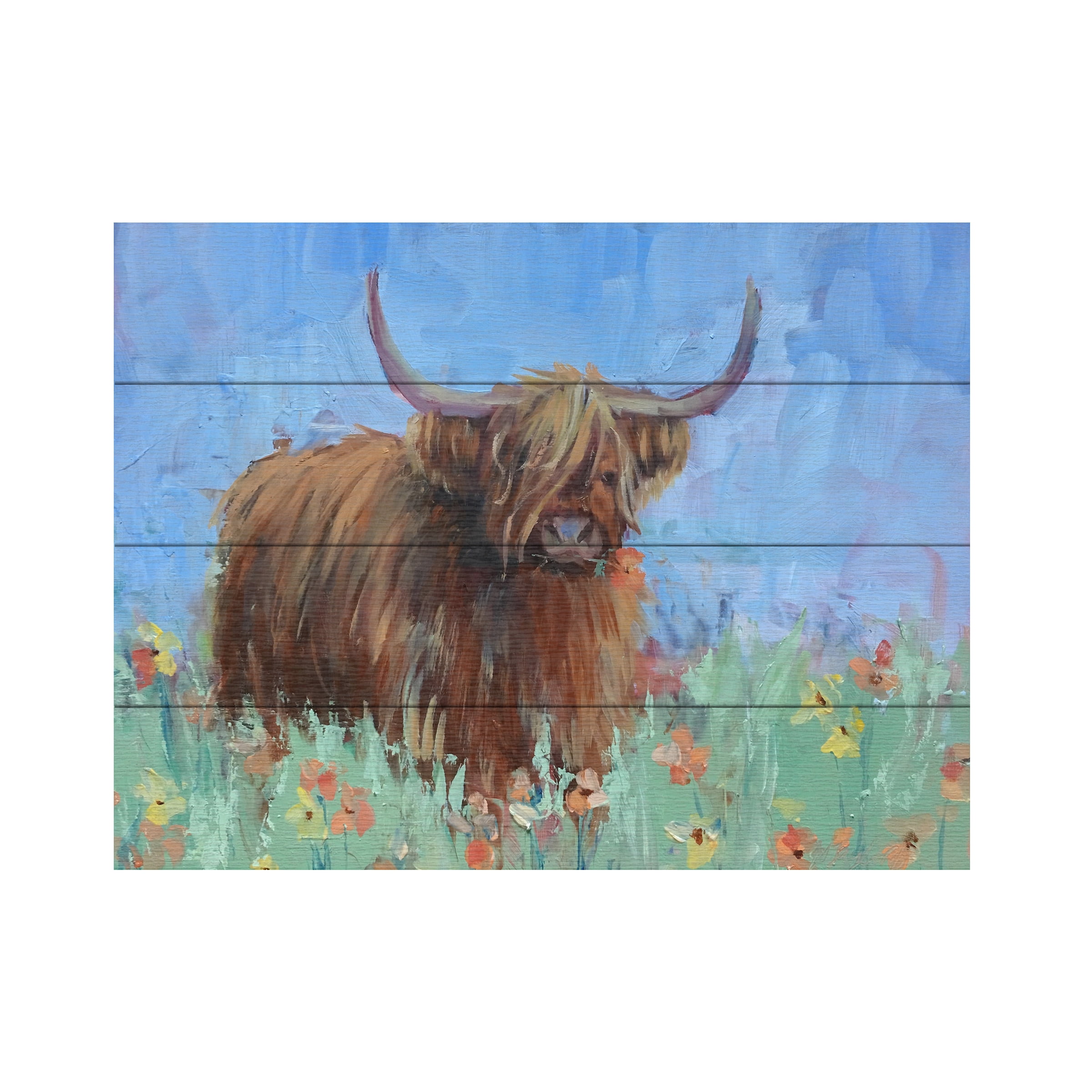 Jennifer Stottle Taylor 'Scottish Highland Cow' Wood Slat Art 12x16 ...