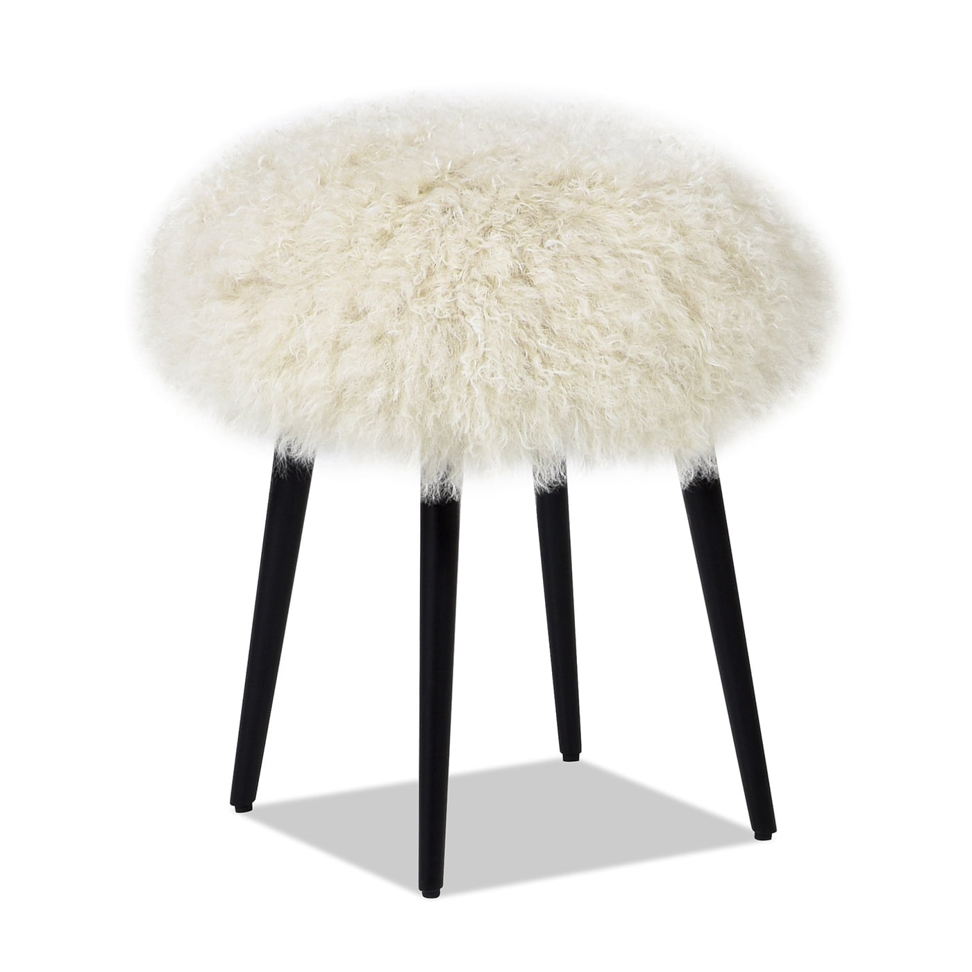 Jennifer Taylor Home Alberta 16" Mongolian Sheepskin Round Ottoman ...