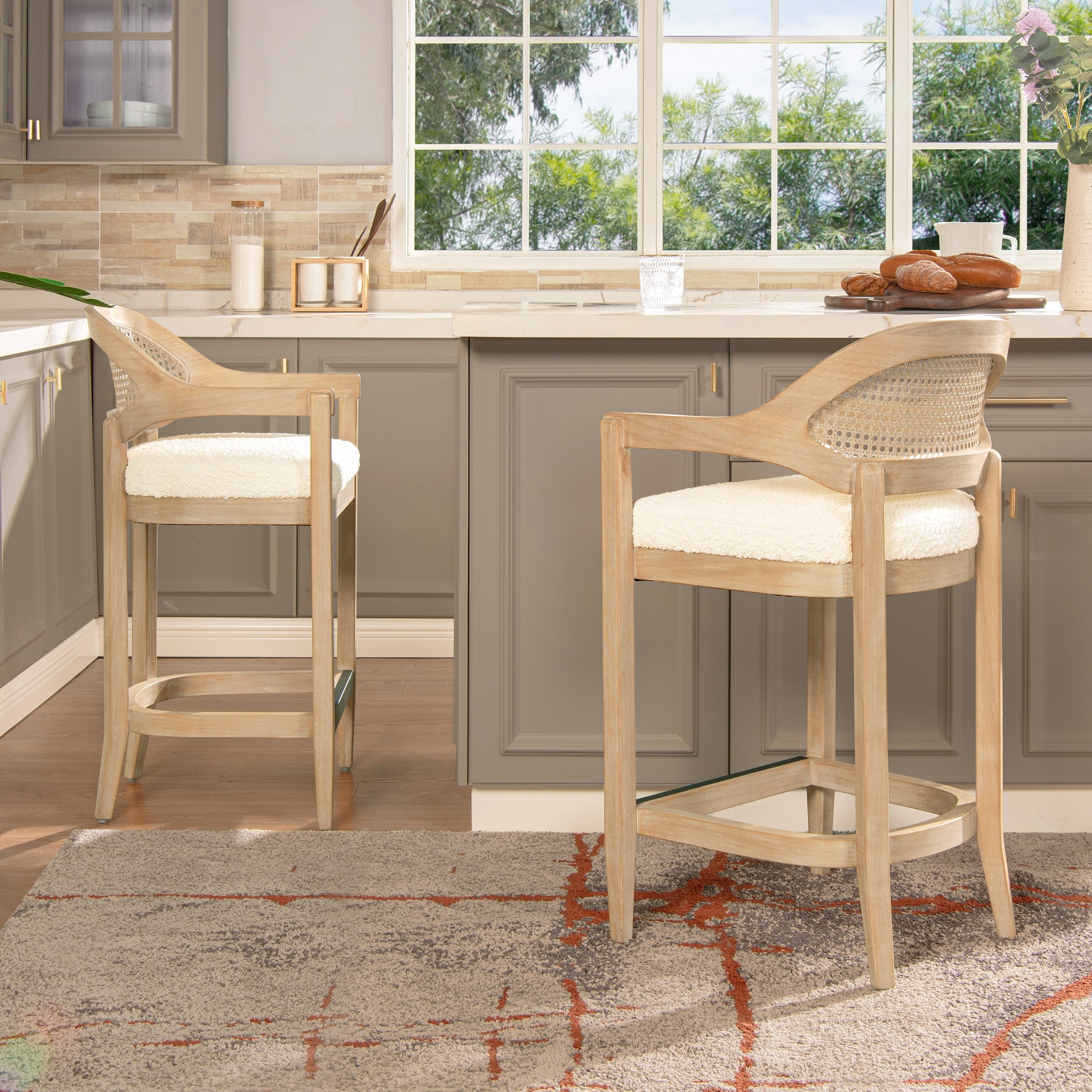Jennifer Taylor Home Americana Modern Cane Back Bar Stool Counter or ...