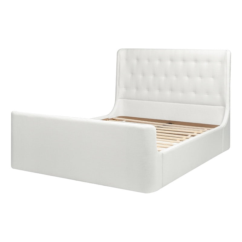 Brooks Contemporary Tufted Shelter Platform Bed Queen Antique White ...