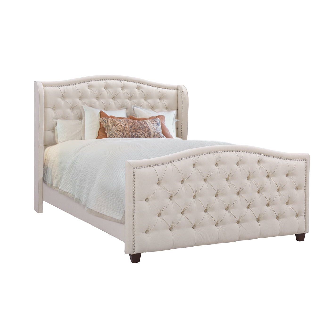 Jennifer Taylor Home Marcella Tufted Wingback Queen Bed Sky Neutral ...