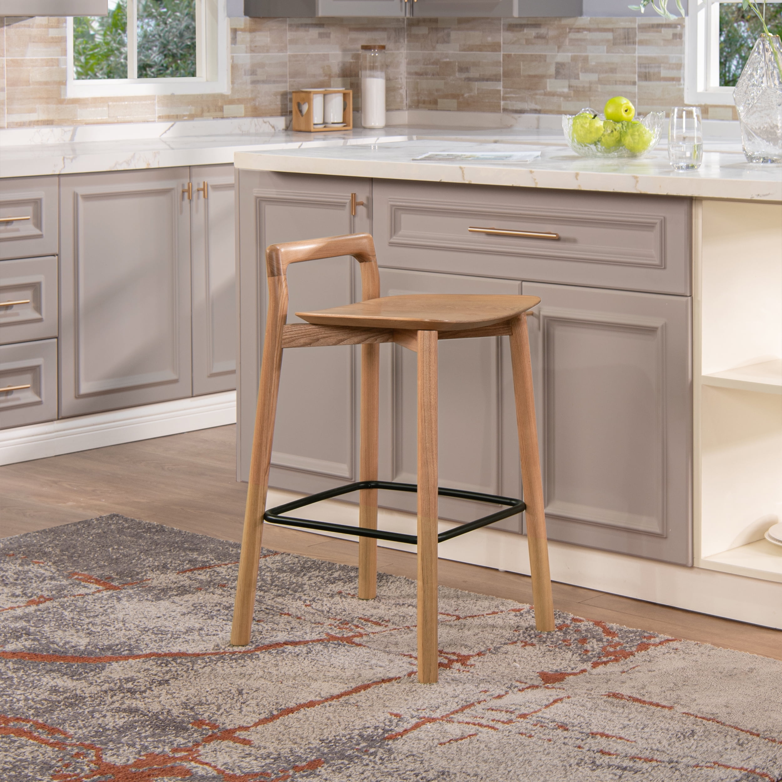 Jennifer Taylor Home Sven 26.5" Modern Minimalist Low Back Wood Counter ...