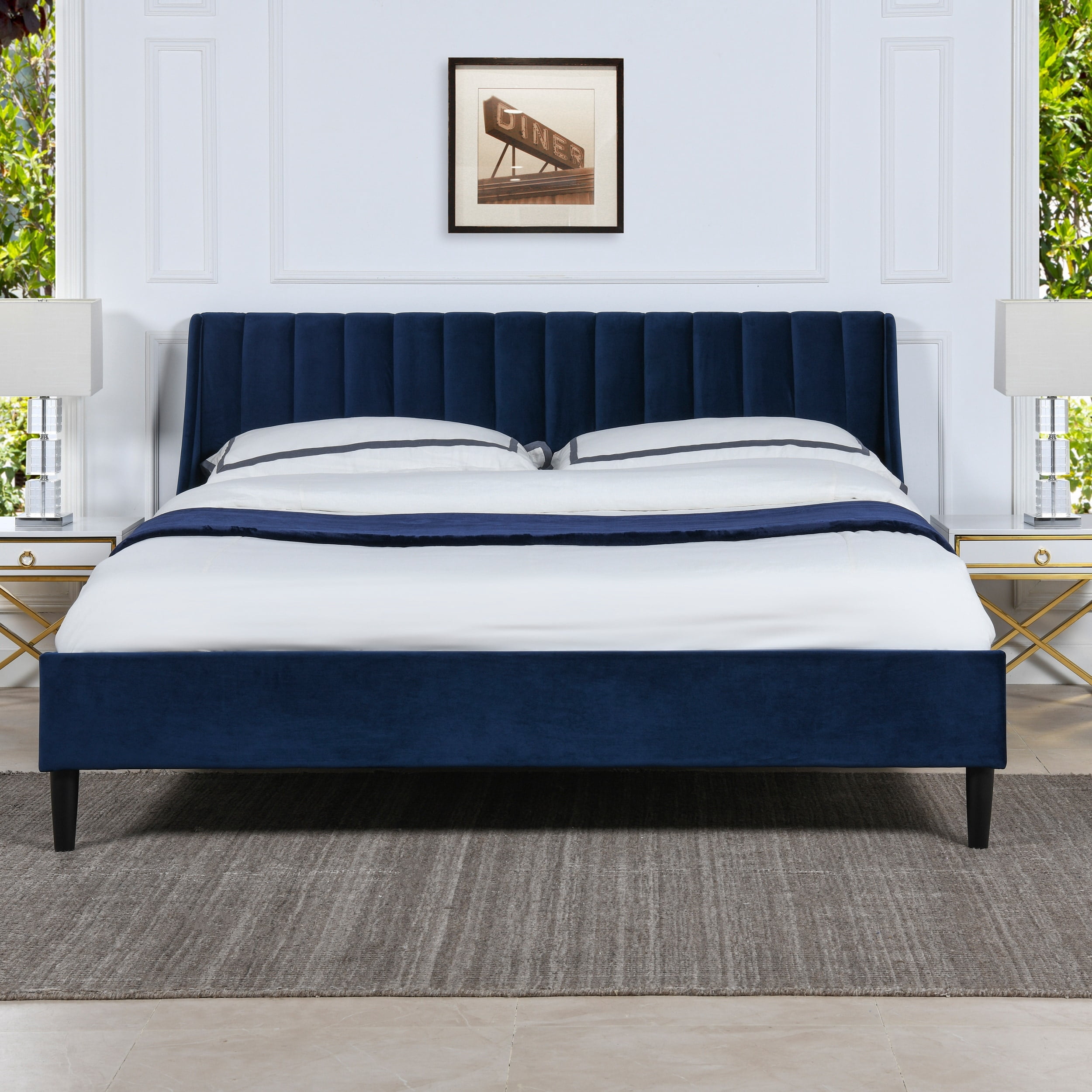 Jennifer Taylor Home Willow Velvet Upholstered Channel Tufted Platform ...