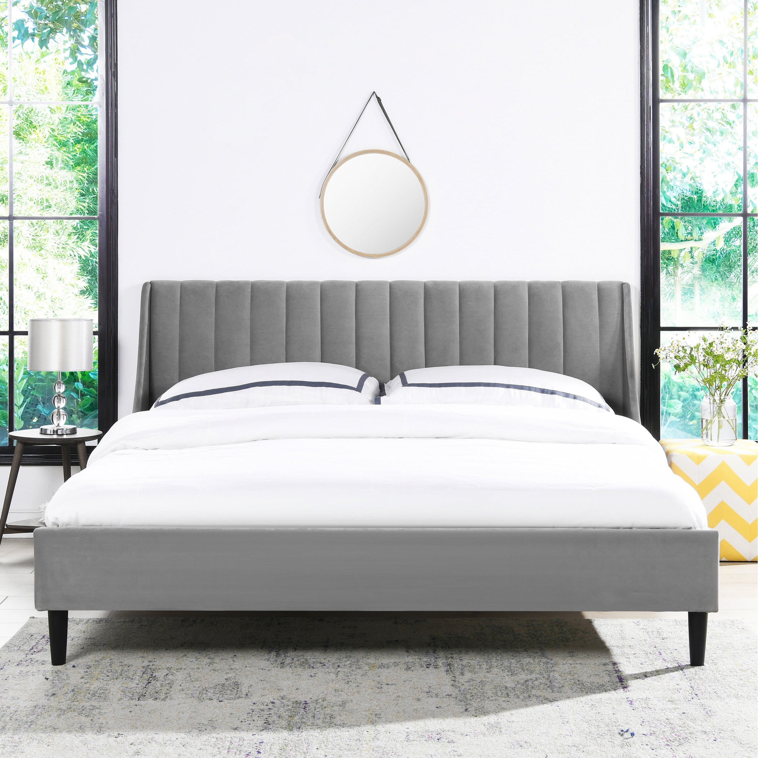 Jennifer Taylor Home Willow Velvet Upholstered Channel Tufted Platform ...