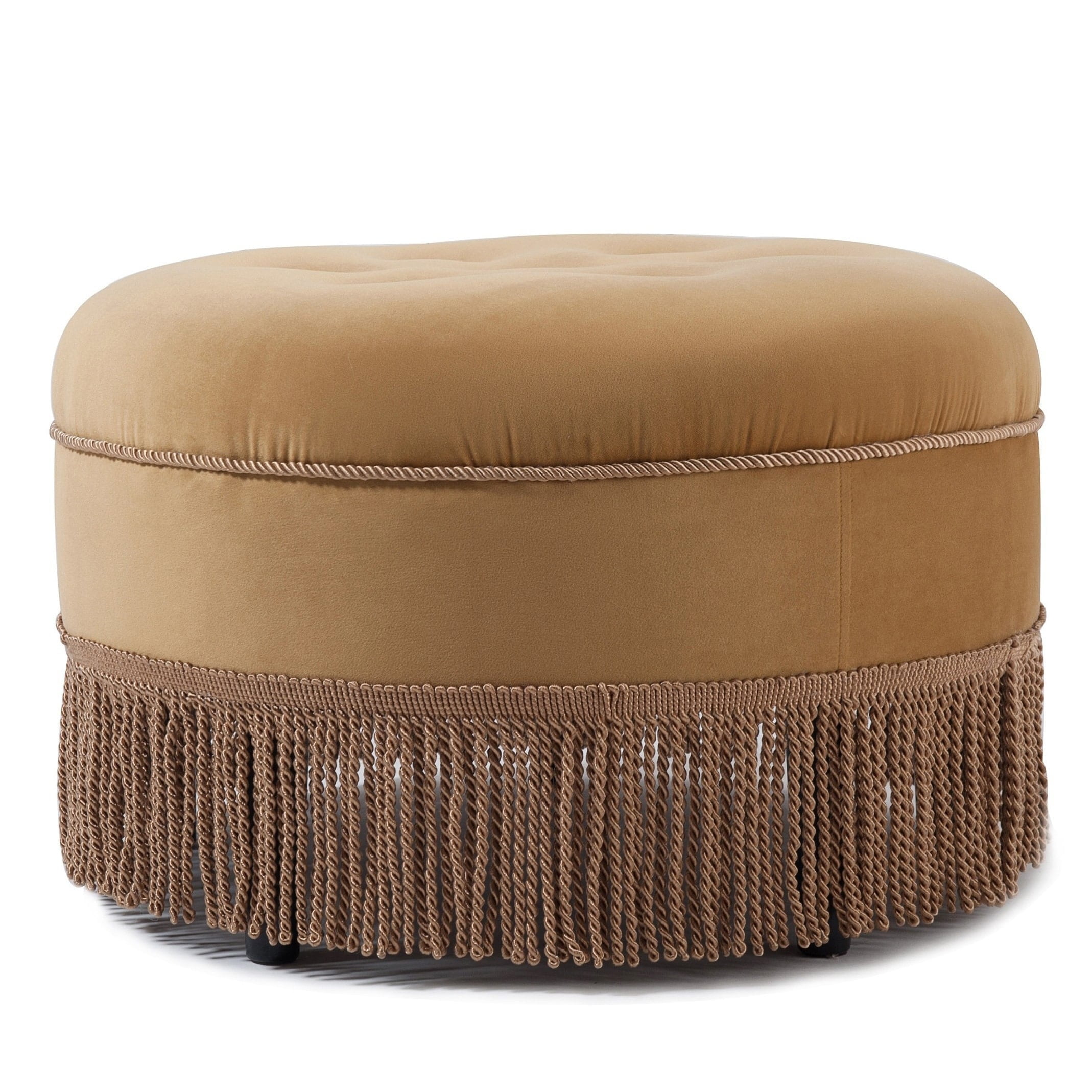 Jennifer Taylor Home Yaris Upholstered Round Accent Ottoman Gold Yellow ...