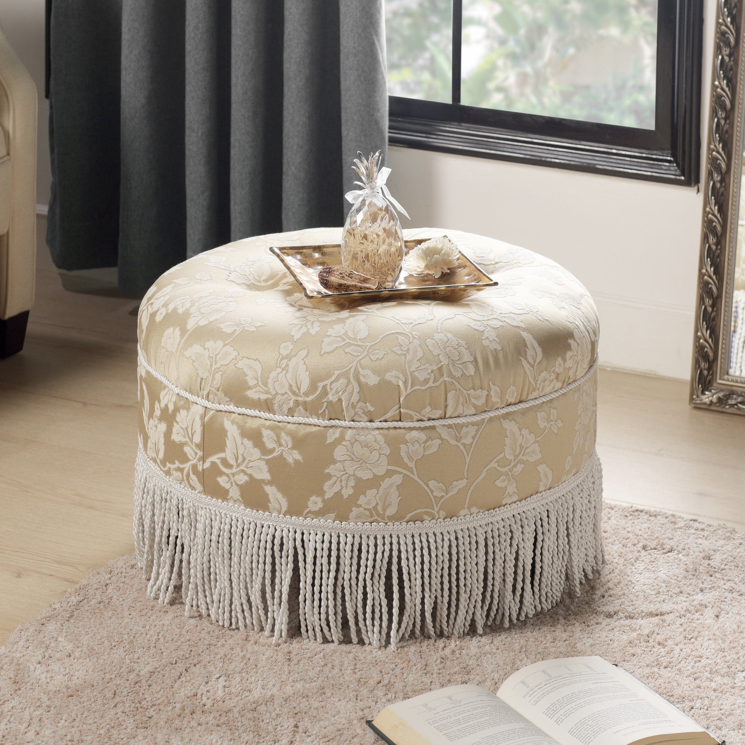 Jennifer Taylor Home Yolanda 24" Round Upholstered Tufted Accent ...