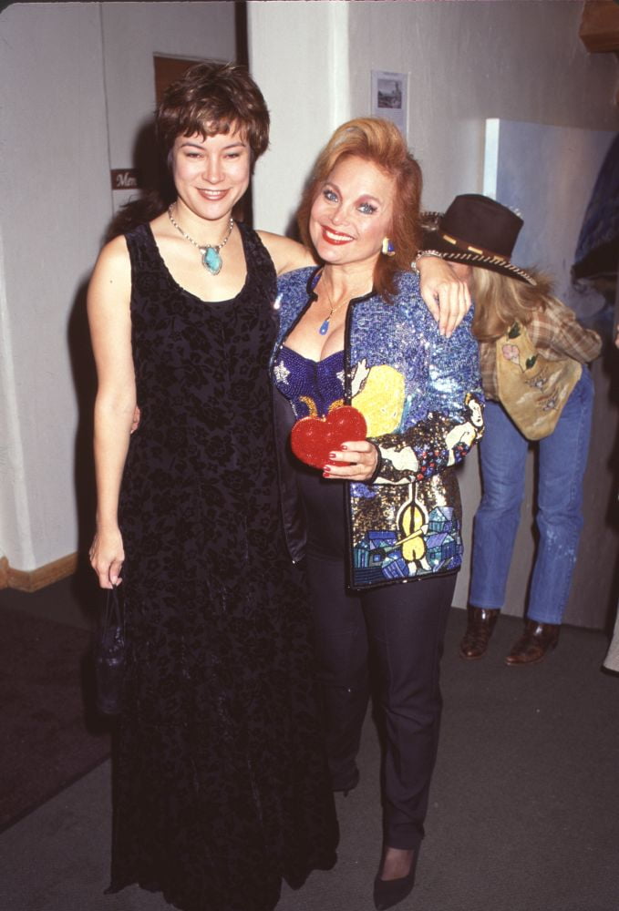 Jennifer Tilly In Black Sleeveless Dress With Carol Connors In Jeweled ...
