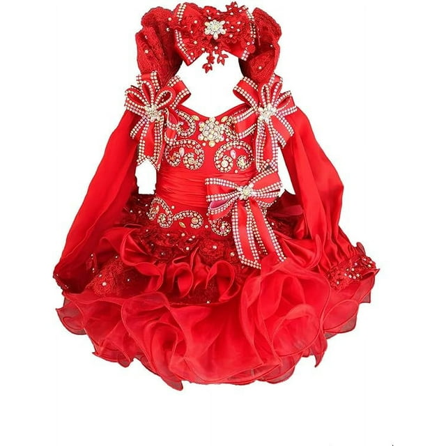 Jenniferwu G015RED Infant Toddler Baby Newborn Little Girl's Pageant ...