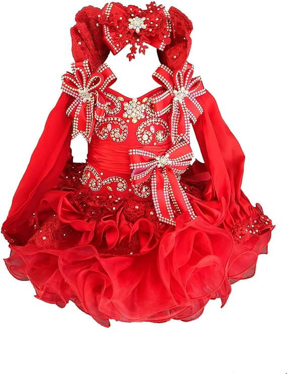 Jenniferwu G015RED Infant Toddler Baby Newborn Little Girl's Pageant ...
