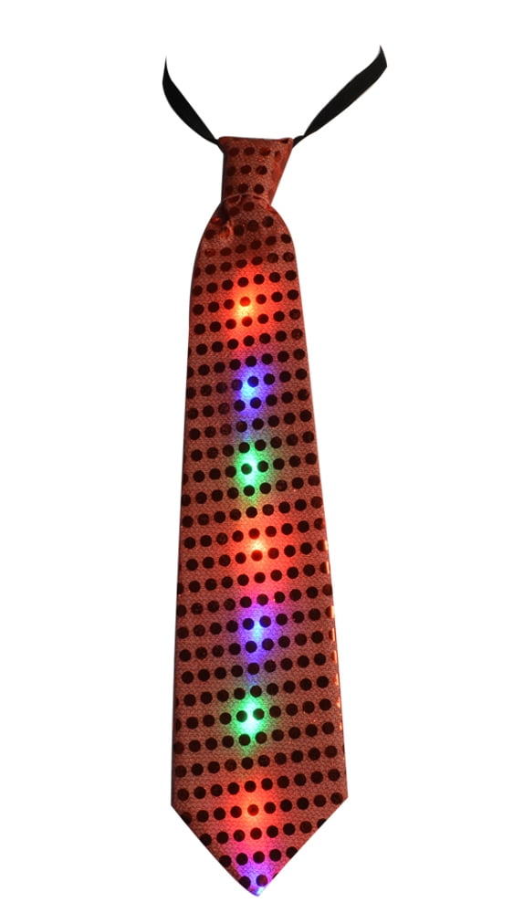 Jennis Colorful Light Up LED Glowing Tie Sequin Neckties for Party Bar ...