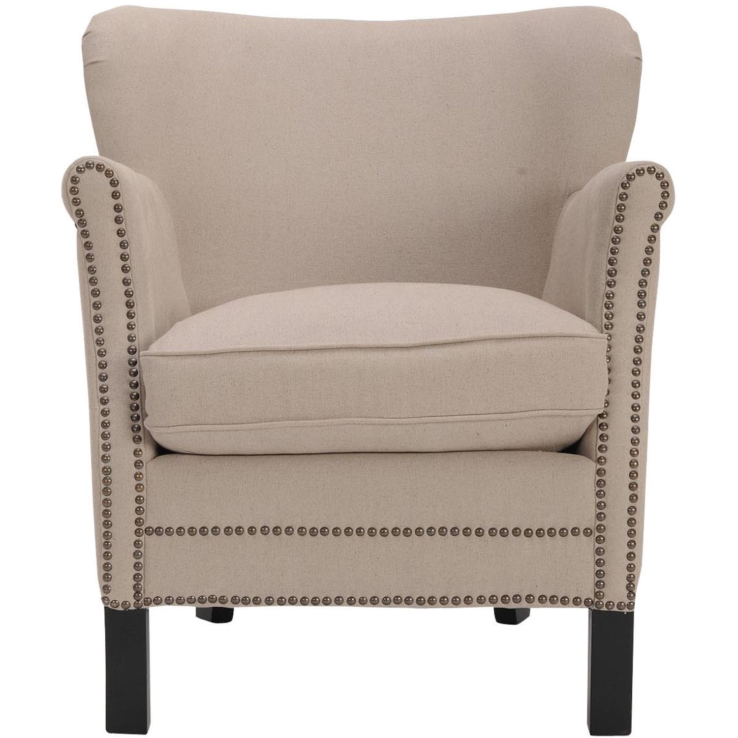 Jenny Arm Chair W/ Bass Nail Heads-Color:Taupe,Finish:Black - Walmart.com