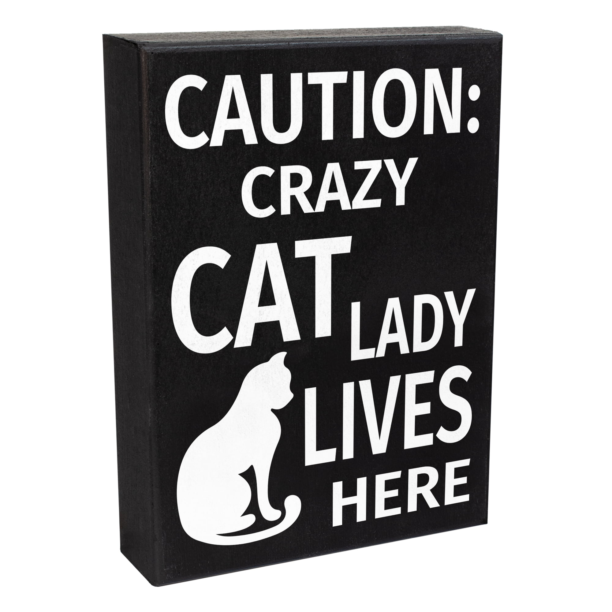 JennyGems Caution Crazy Cat Lady Lives Here Sign, 6x8 Inch Hanging Wall ...