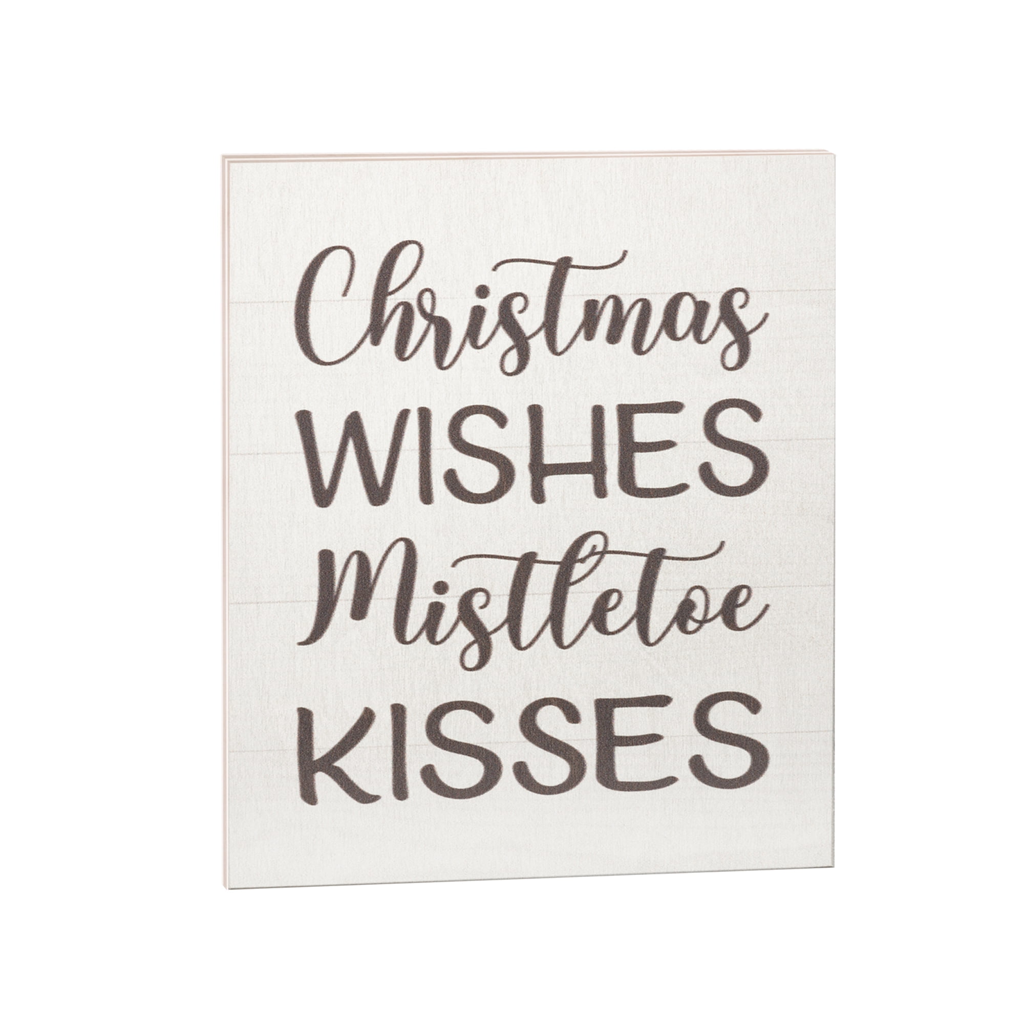 JennyGems Christmas Wishes Mistletoe Kisses, 7.25x6 Inch Wood Sign ...