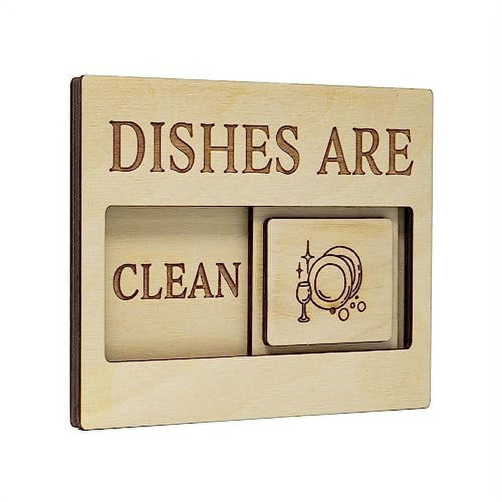 JennyGems Dishwasher Magnet Clean Dirty Sign, Wooden Slider Indicator ...
