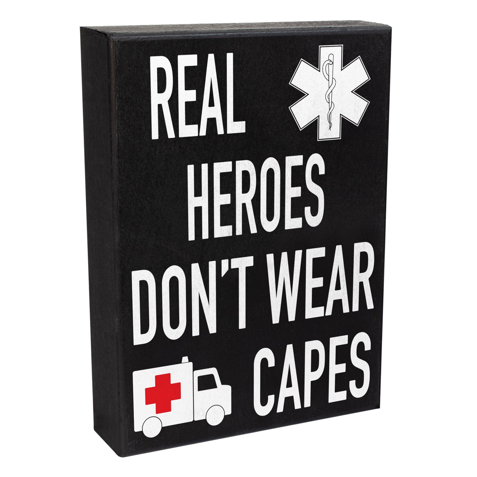 JennyGems EMT Gifts, Paramedic Gifts, Real Heroes Don't Wear Capes Sign ...