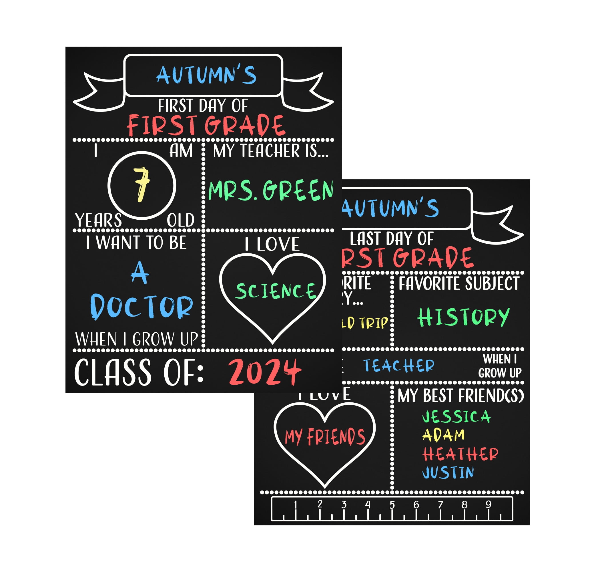JennyGems First and Last Day of School Chalkboard Sign, Reusable Double ...