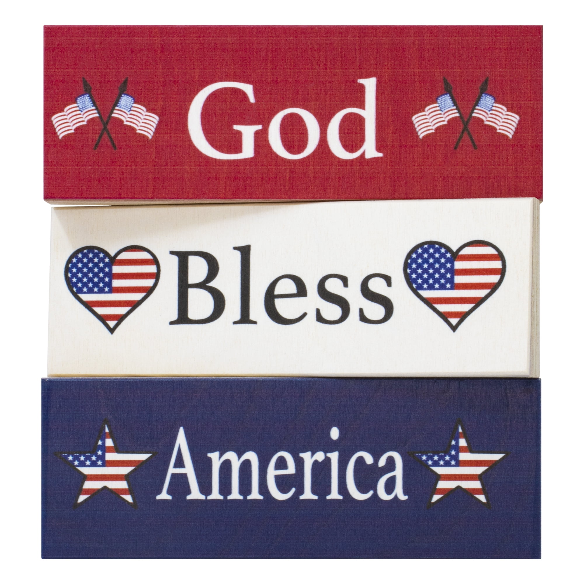 JennyGems God Bless America Signs, Wood Block 3pc Set, Patriotic ...