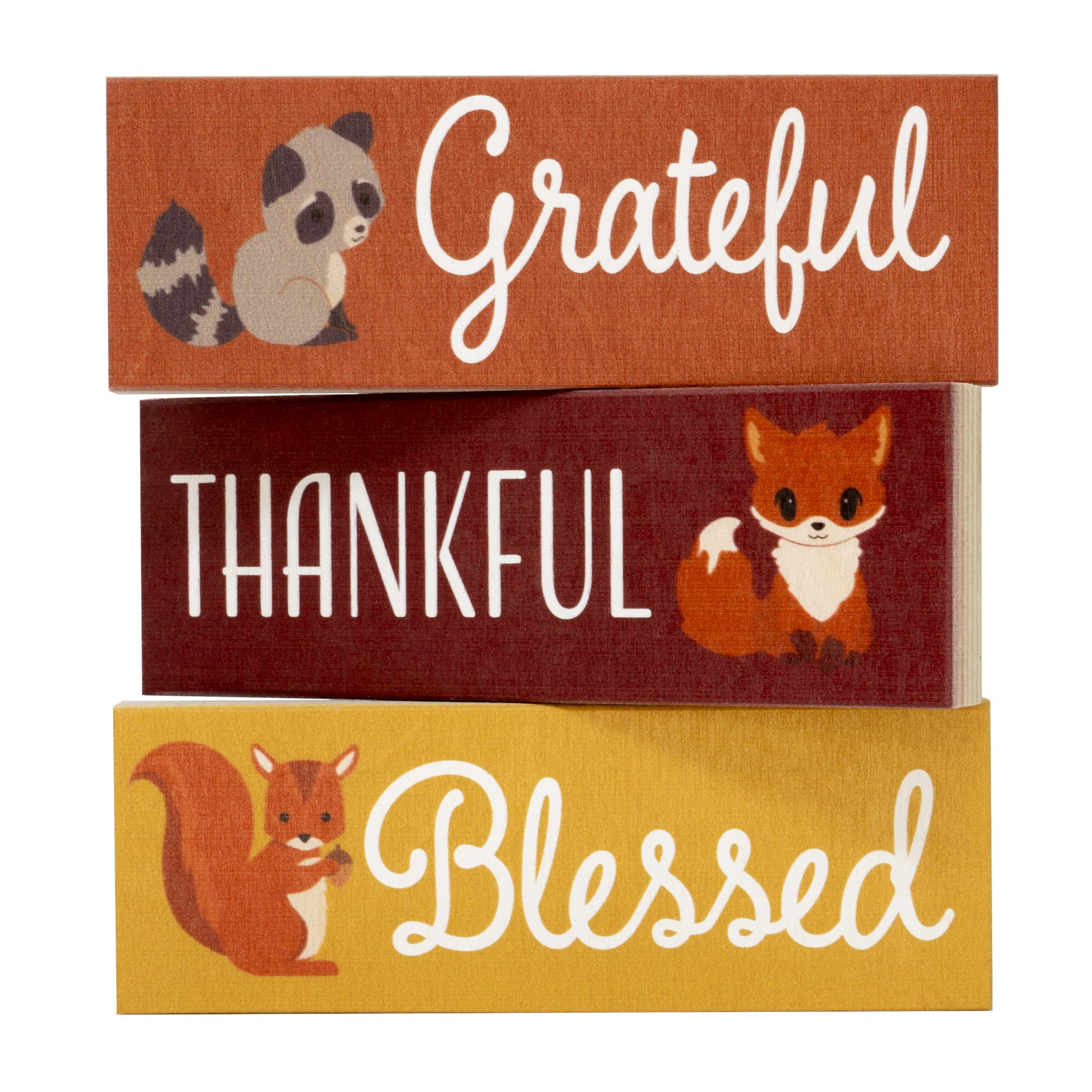 JennyGems Grateful Thankful Blessed Wood Block Signs, Mini Block Set of ...