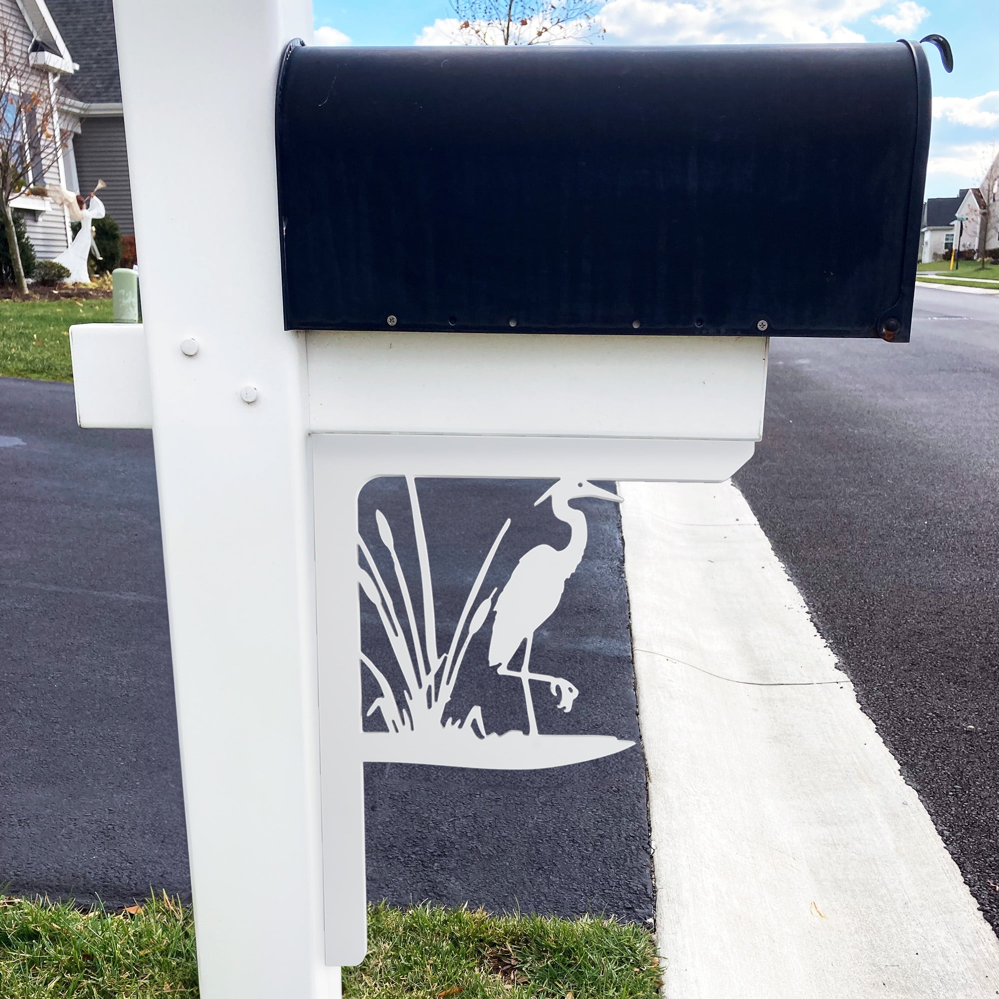 JennyGems Heron Egret 21" Mailbox Bracket, Weather-Resistant, PVC, with ...