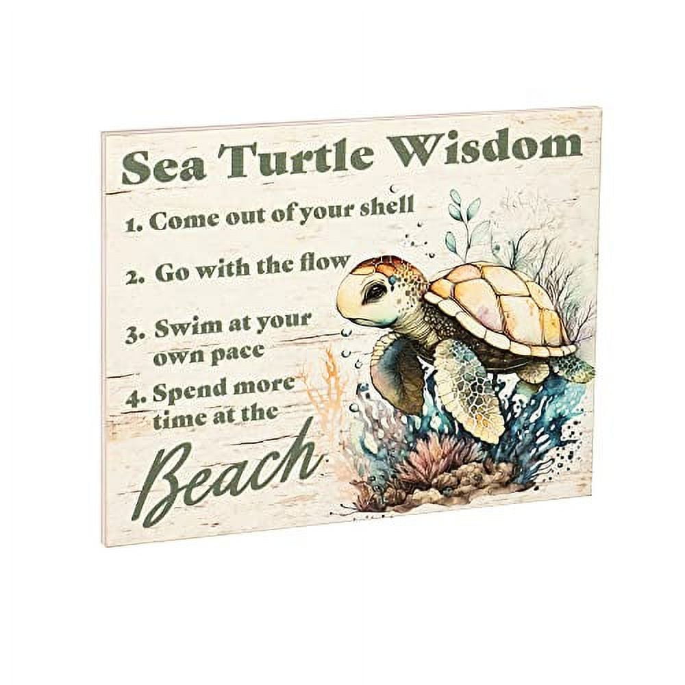 JennyGems Sea Turtle Wisdom Wooden Sign, Turtle Decor, Ocean Theme Wall ...