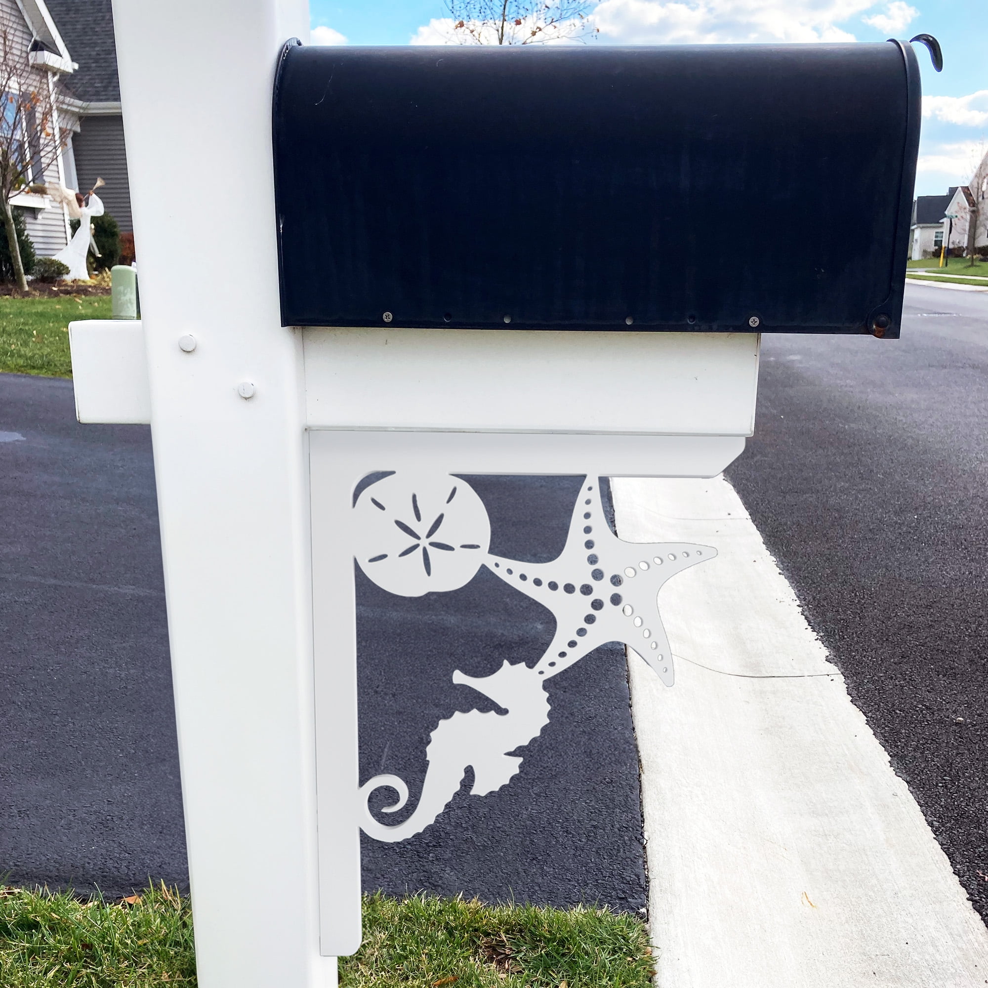 JennyGems Seahorse Mailbox Bracket and Porch Decor with Sand Dollar and ...