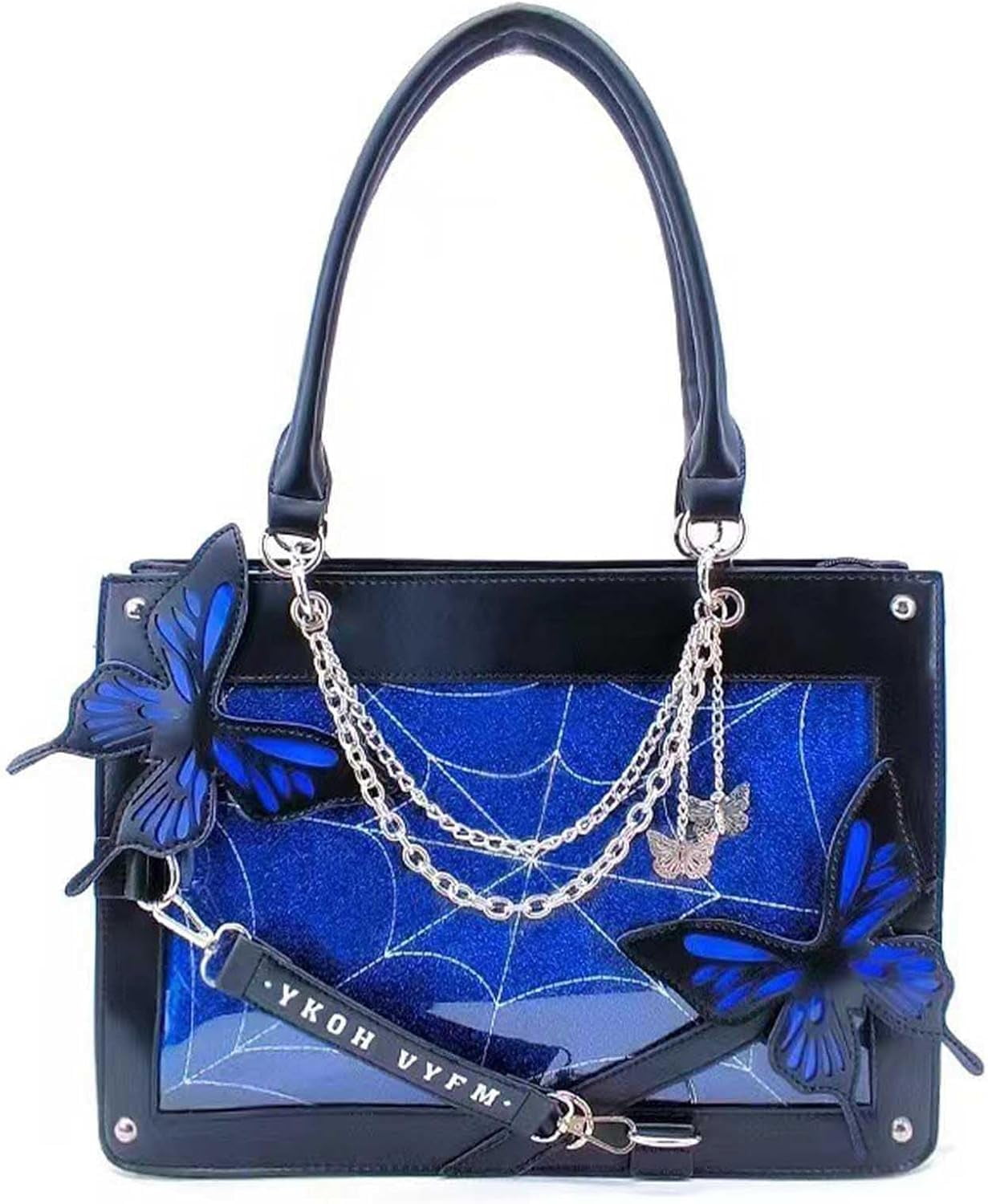 JennyShop Gothic Spider Web Black Series Leather Bag, Fashion Butterfly ...