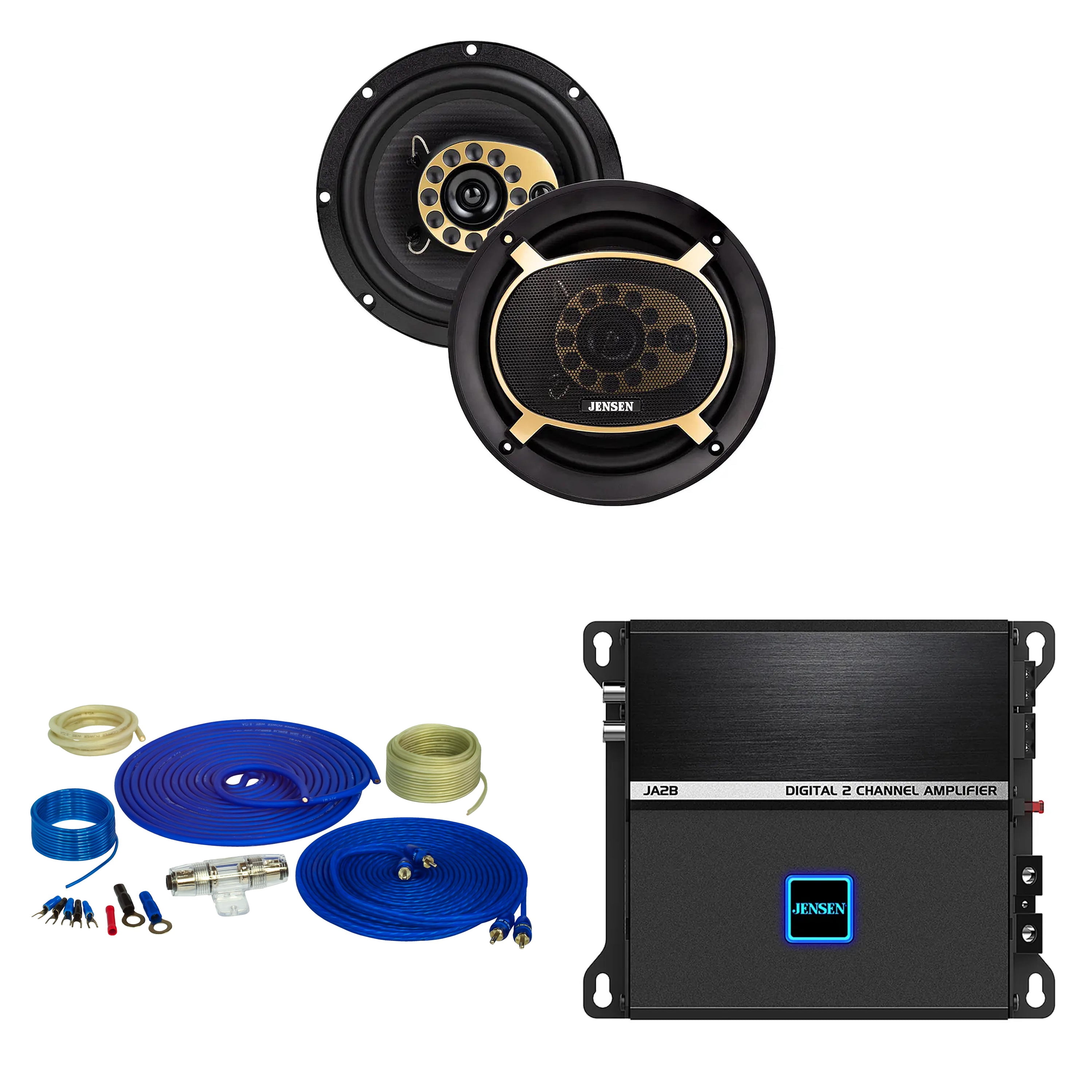 Jensen 1 Pair JS65T 6.5" 3-Way Triaxial Speakers with Jensen JA2B 2 ...