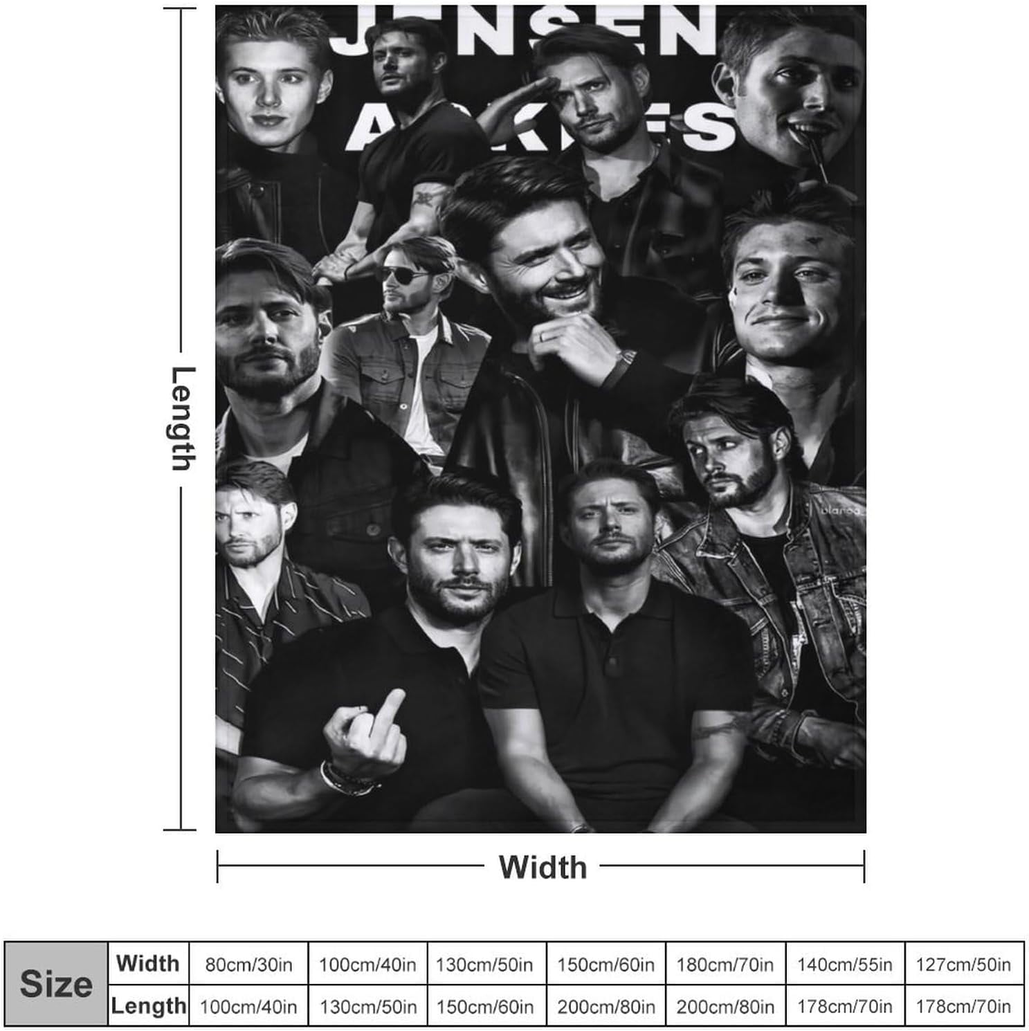 Jensen Actor Ackles Blanket Super Soft Warm Flannel Blanket for Bedroom ...