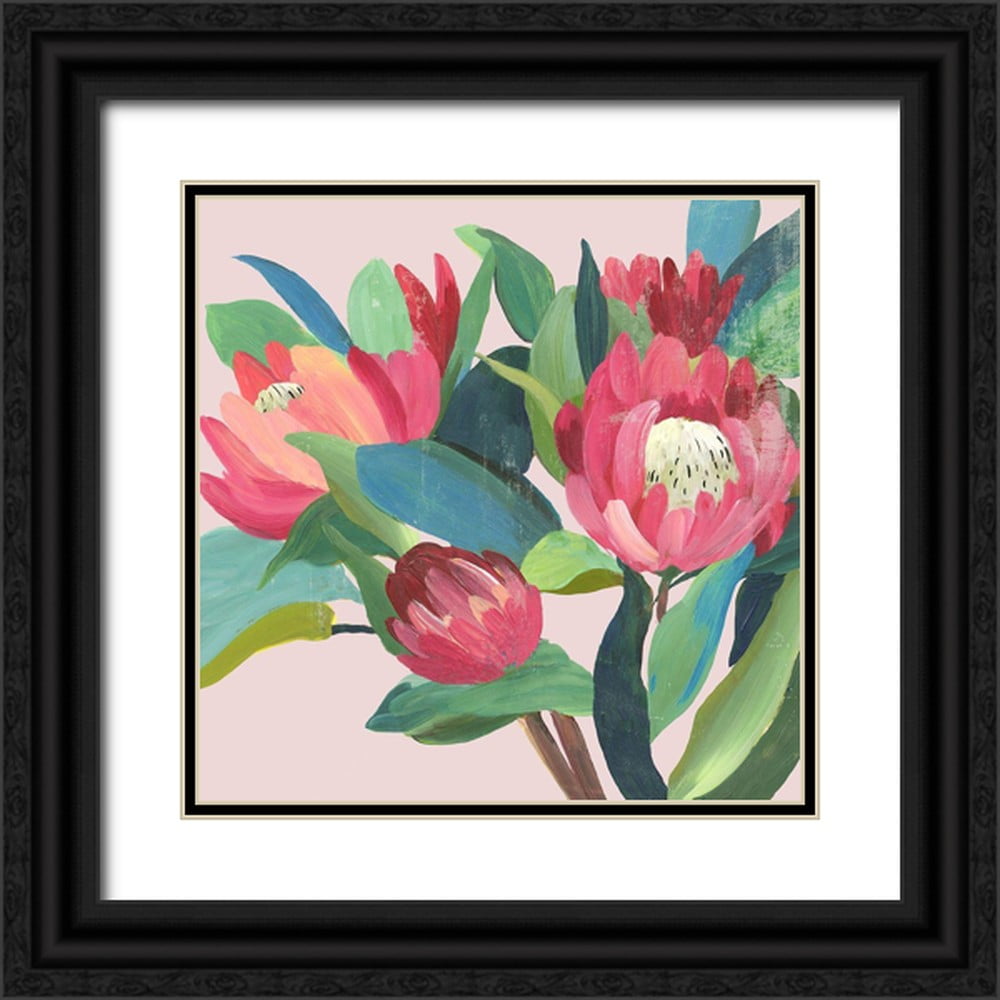 Jensen, Asia 20x20 Black Ornate Wood Framed with Double Matting Museum ...