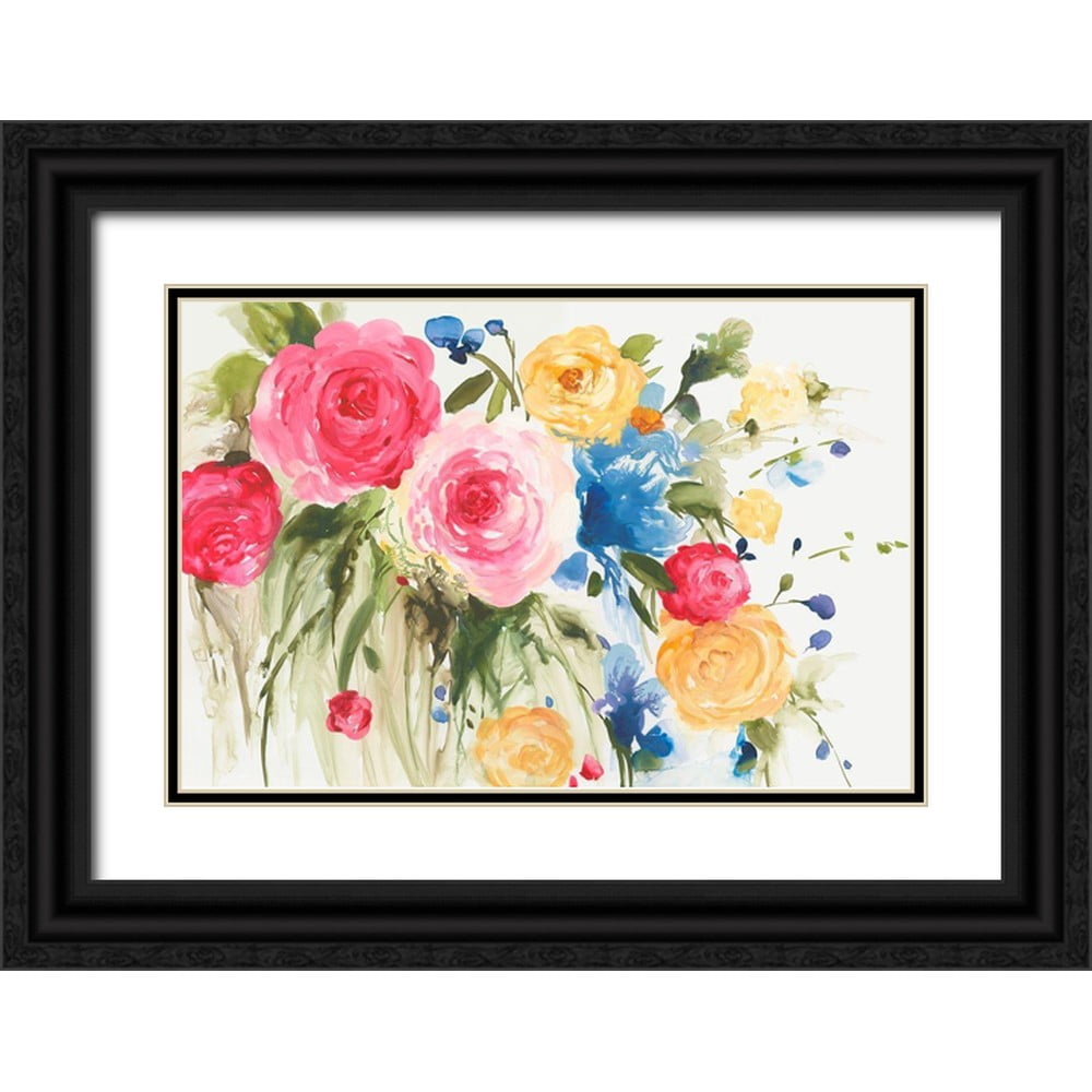 Jensen, Asia 24x17 Black Ornate Wood Framed with Double Matting Museum ...