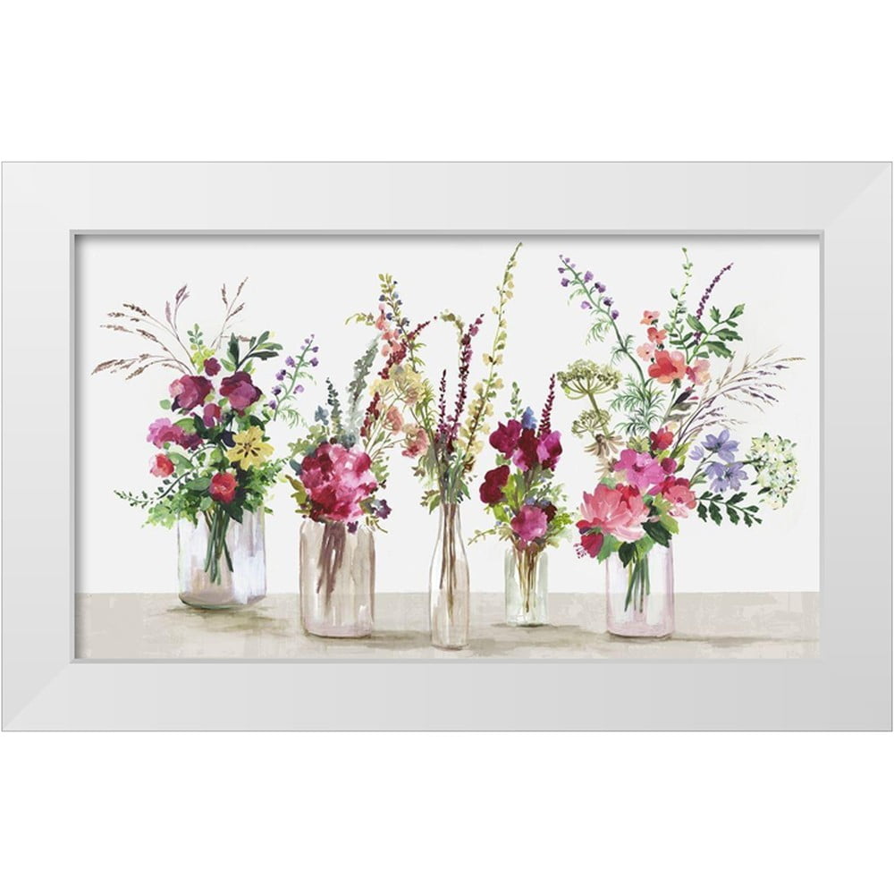 Jensen, Asia 32x20 White Modern Wood Framed Museum Art Print Titled - Rows of Glass Flowers ...