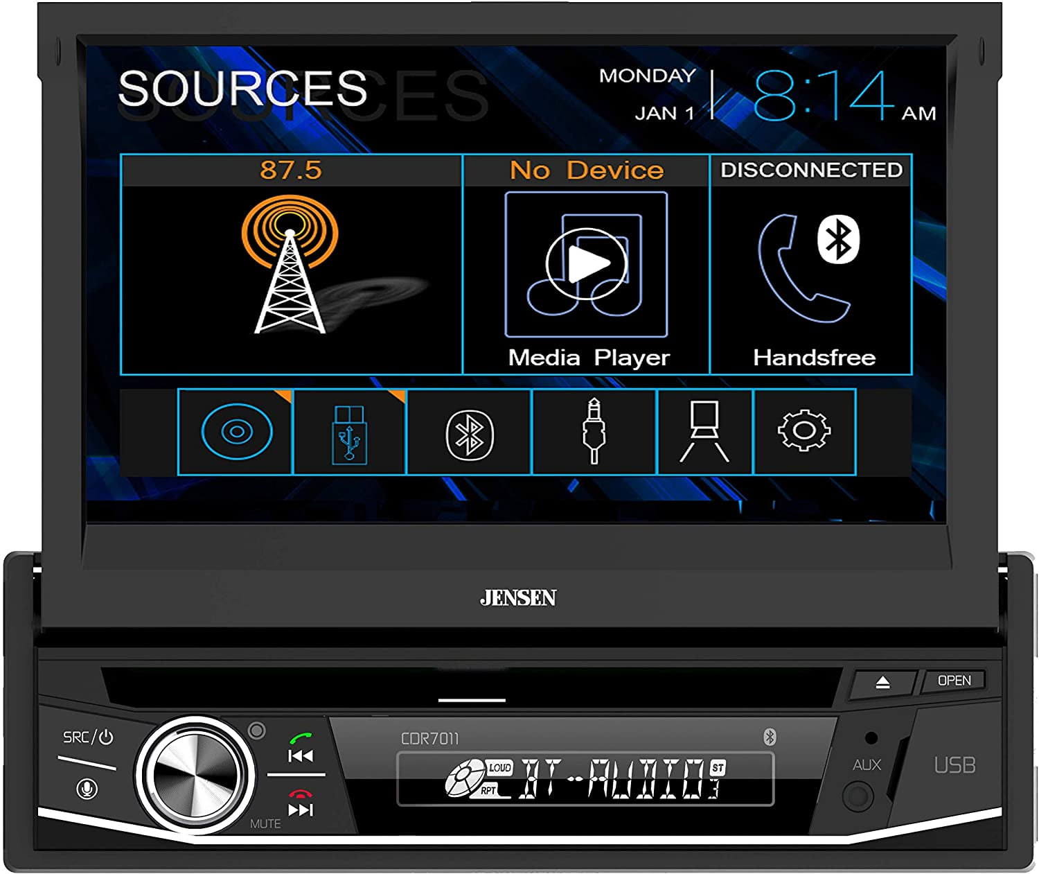 "Jensen 7"" LED Touch Screen Car Stereo with CD/DVD, Bluetooth, USB ...