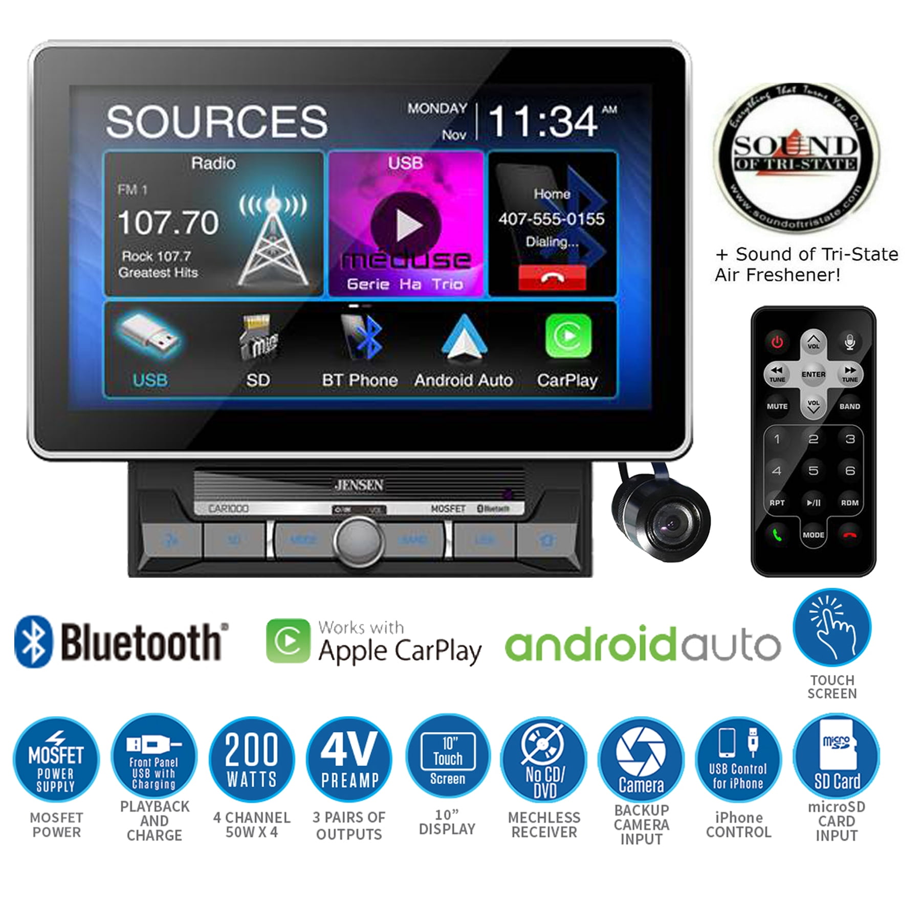 Jensen CAR1000 Digital Multimedia Receiver w/ Back- up Camera - Walmart.com