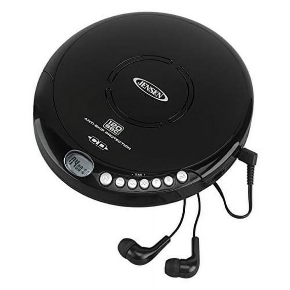Jensen Portable CD Player with FM Radio and Anti Skip Earbuds, Black, 2 ...