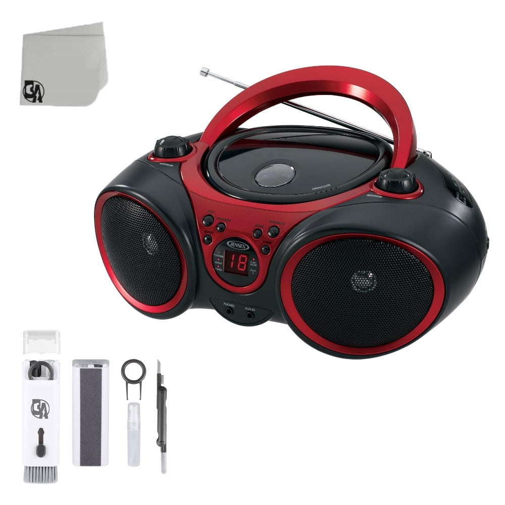 Jensen CD-490 Portable Sport Stereo CD Player - AM/FM Radio, Red/Black ...