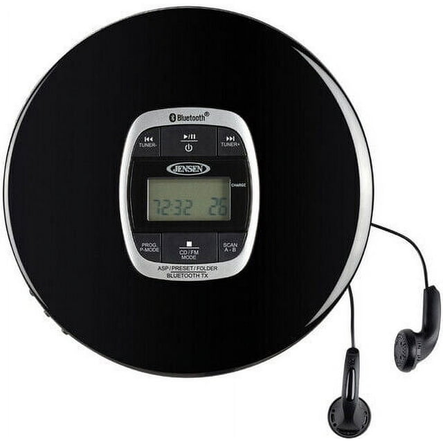 Jensen CD-60R-BT Portable CD Player Bluetooth FM Radio 60 Second Anti-skip (Blac - Walmart.com