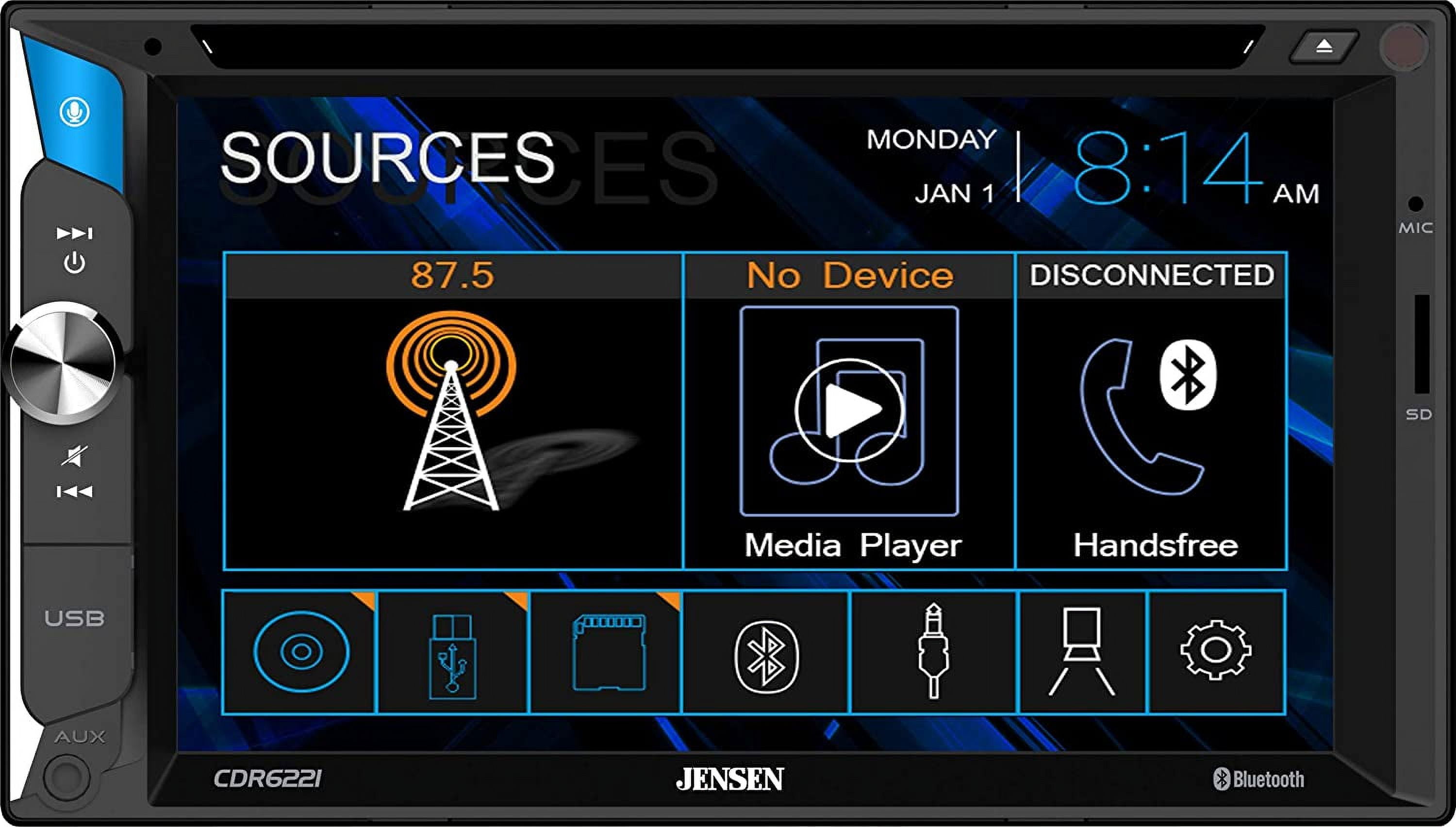 Jensen CDR6221 6.2 inch LED Touch Screen CD/DVD Receiver | Bluetooth ...