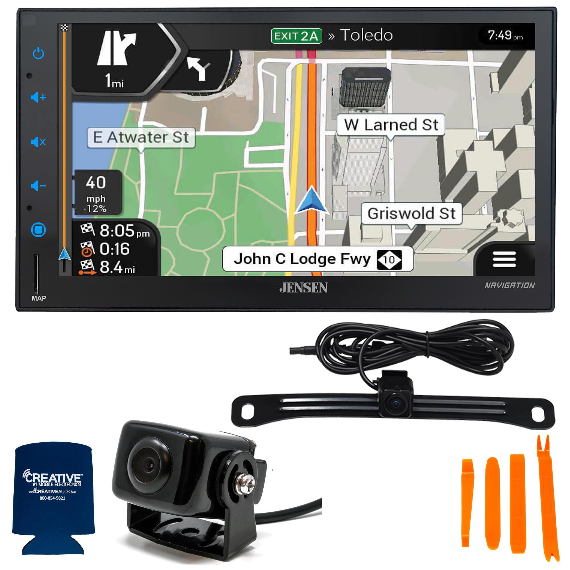 Jensen CMN8620 6.8" Touchscreen Double DIN Navigational Mechless ...