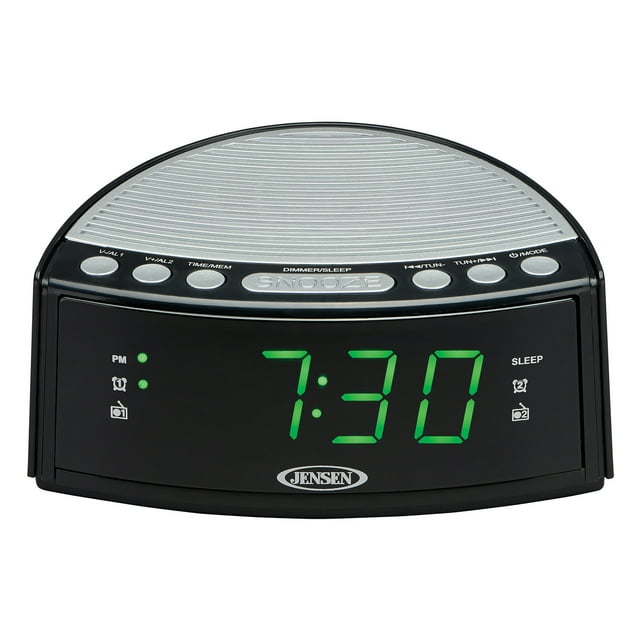 Jensen JCR-160 Digital AM/FM Battery Powered Dual Alarm Clock Radio ...