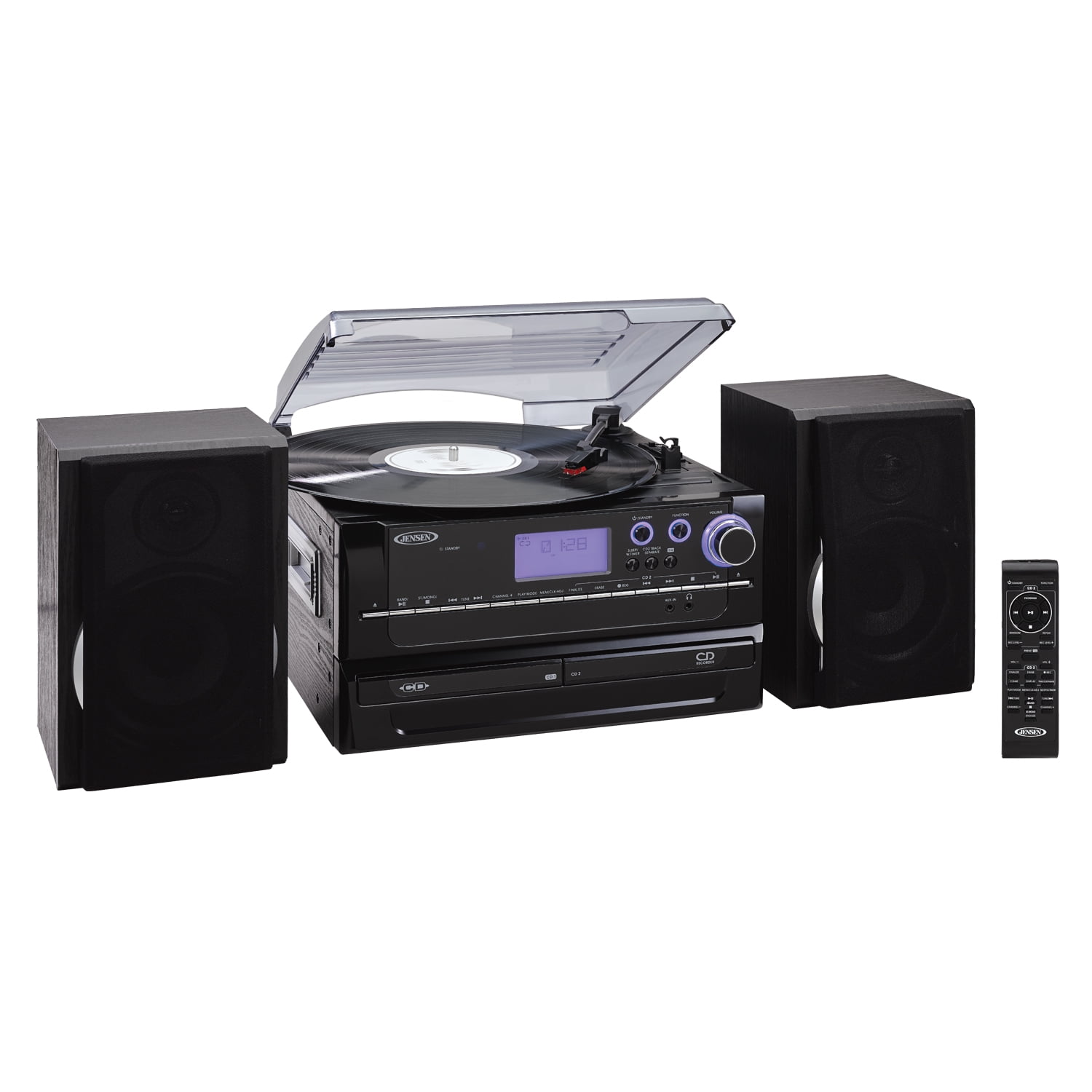 Jensen JTA-980 3-Speed Turntable 2-CD System with Cassette and AM/FM ...