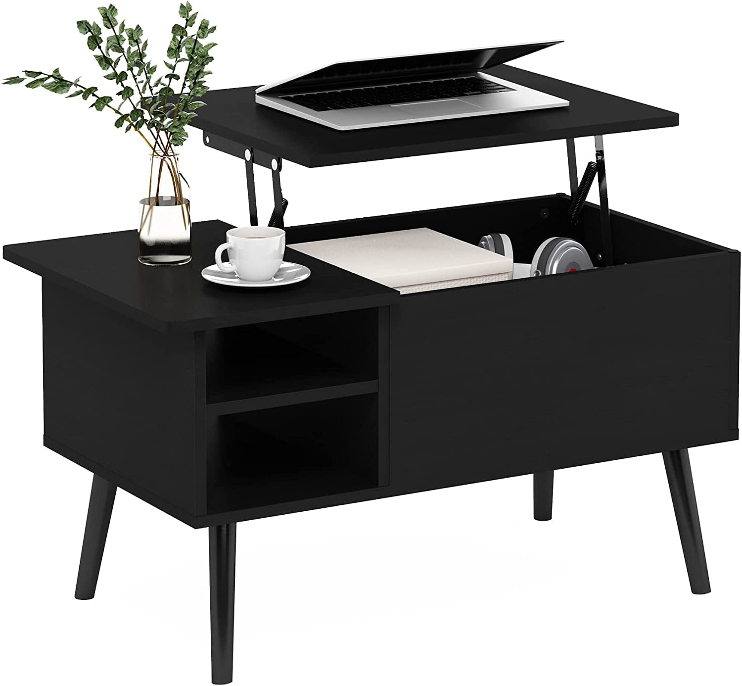 Jensen Living Room Wooden Leg Lift Top Coffee Table With Hidden ...
