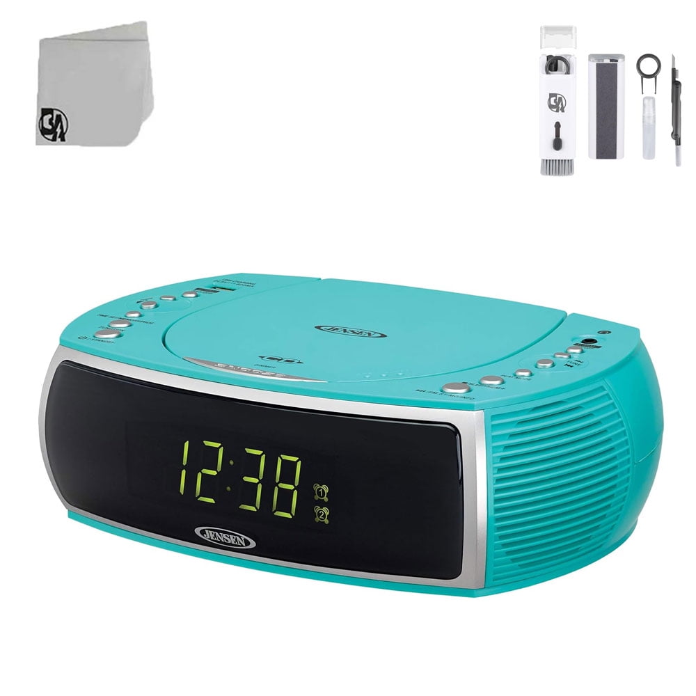 Jensen Turquoise Modern Home CD Tabletop Stereo Clock Digital AM/FM ...