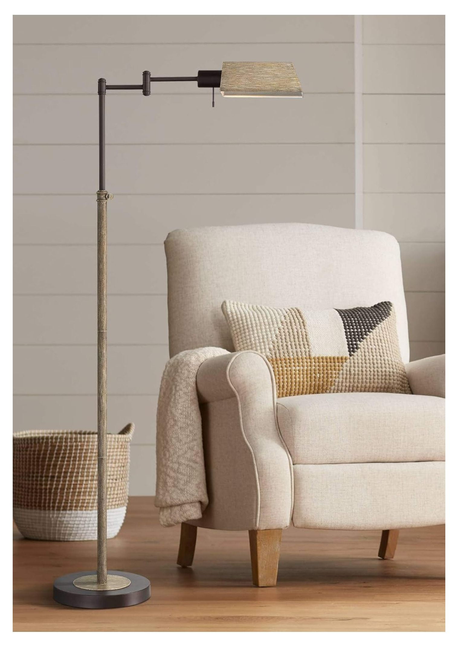 Jenson Rustic Farmhouse Industrial Swing Arm Pharmacy Floor Lamp ...