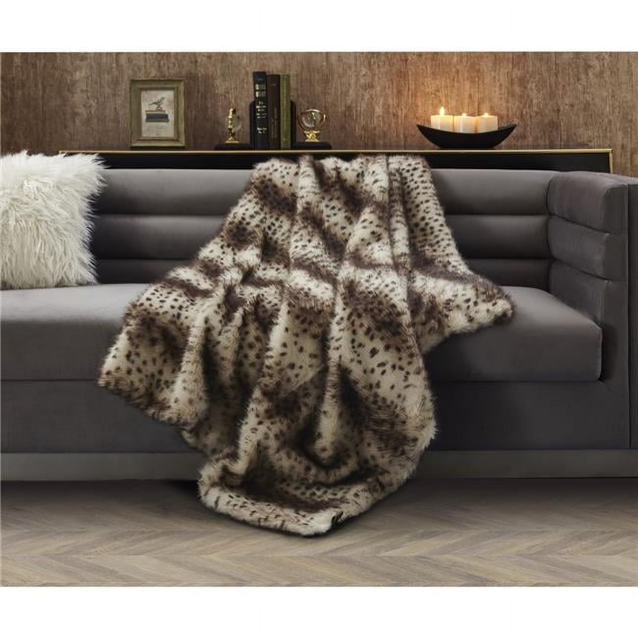 Jenson Throw Brown Acrylic 50"x60" Faux Cheetah Shaggy and Snuggly ...