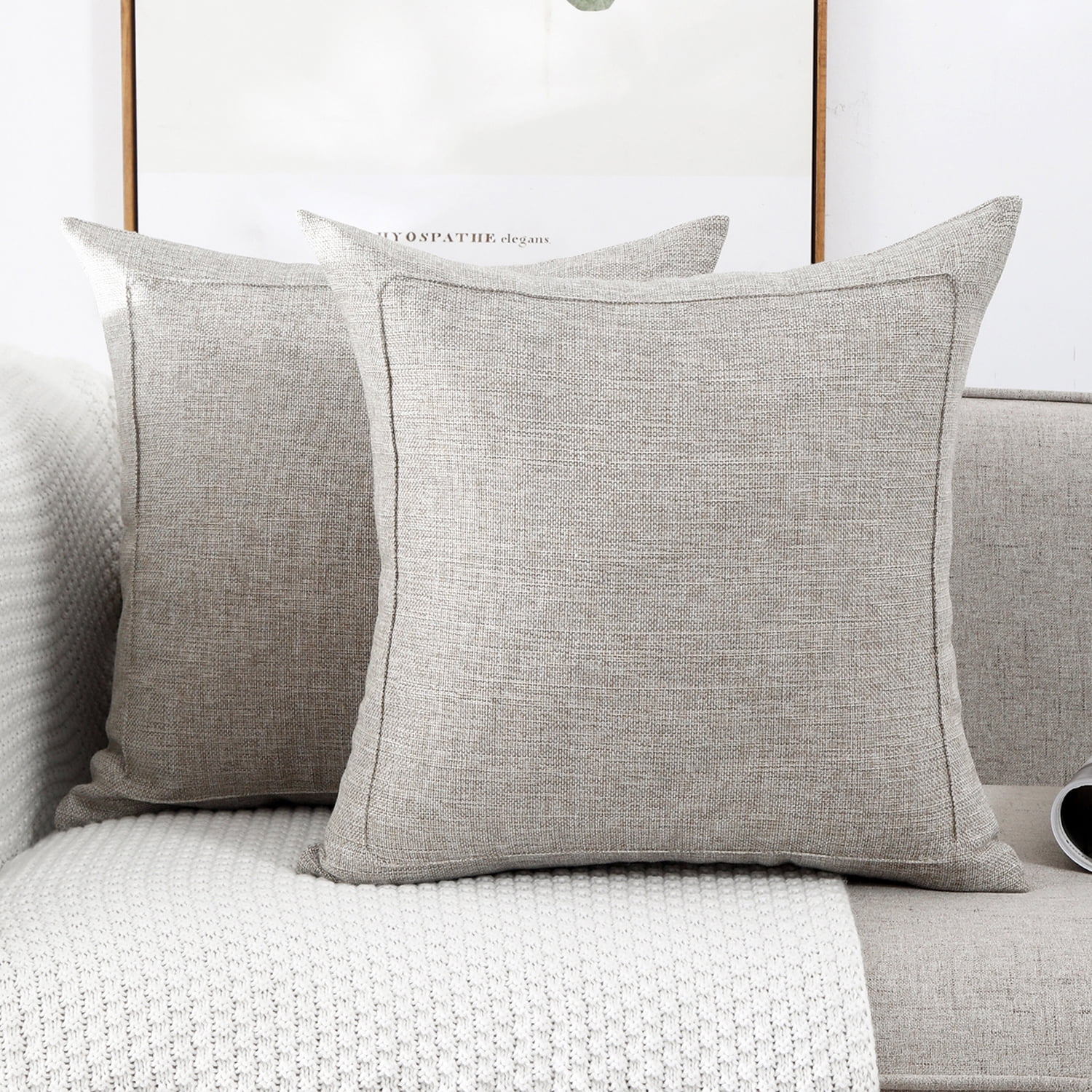 Jepeak Burlap Linen Throw Pillow Covers Pack of 2 Cushion Cases, Home ...