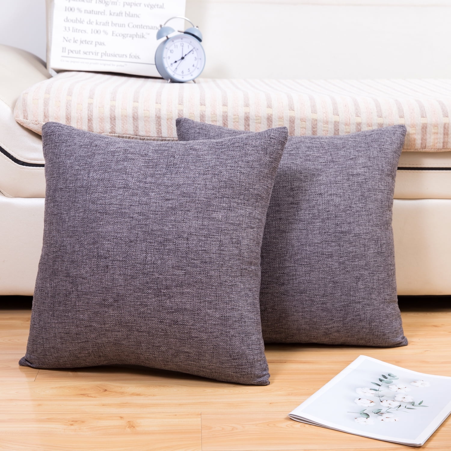 Jepeak Throw Pillow Covers Cushion Cases Pack of 2 Linen Farmhouse ...