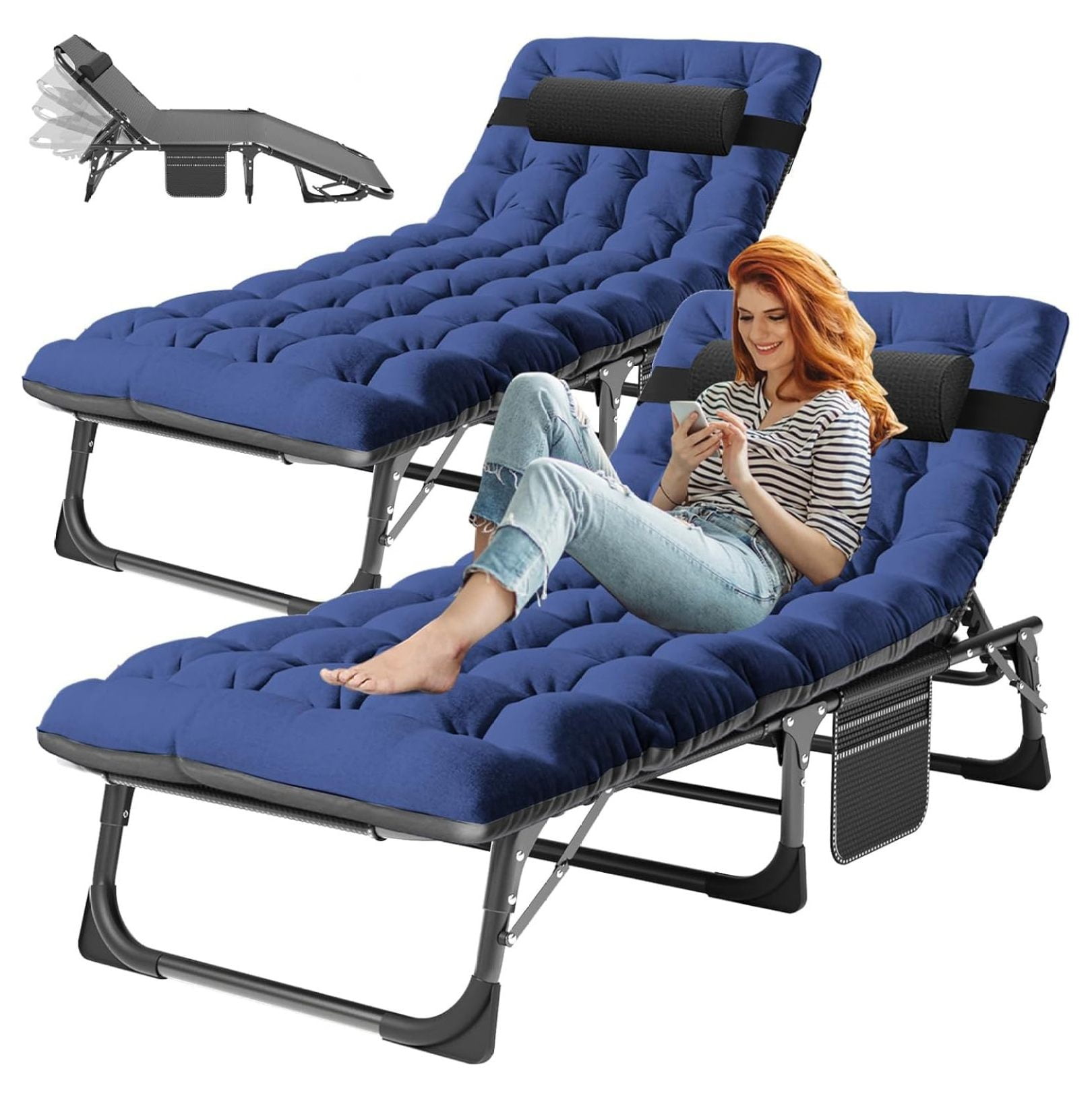 JepoIA 2PACK Folding Camping Cots for Adults, Double Layer 1200D ...