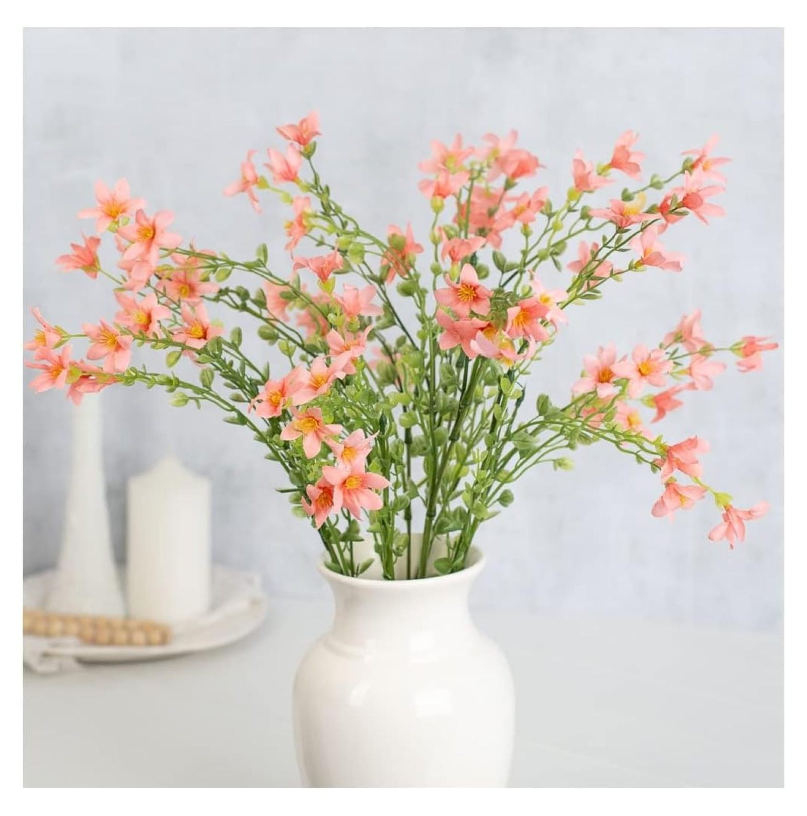 JepoIA Artificial Peach Waxflower Bush for Spring Arrangements and ...